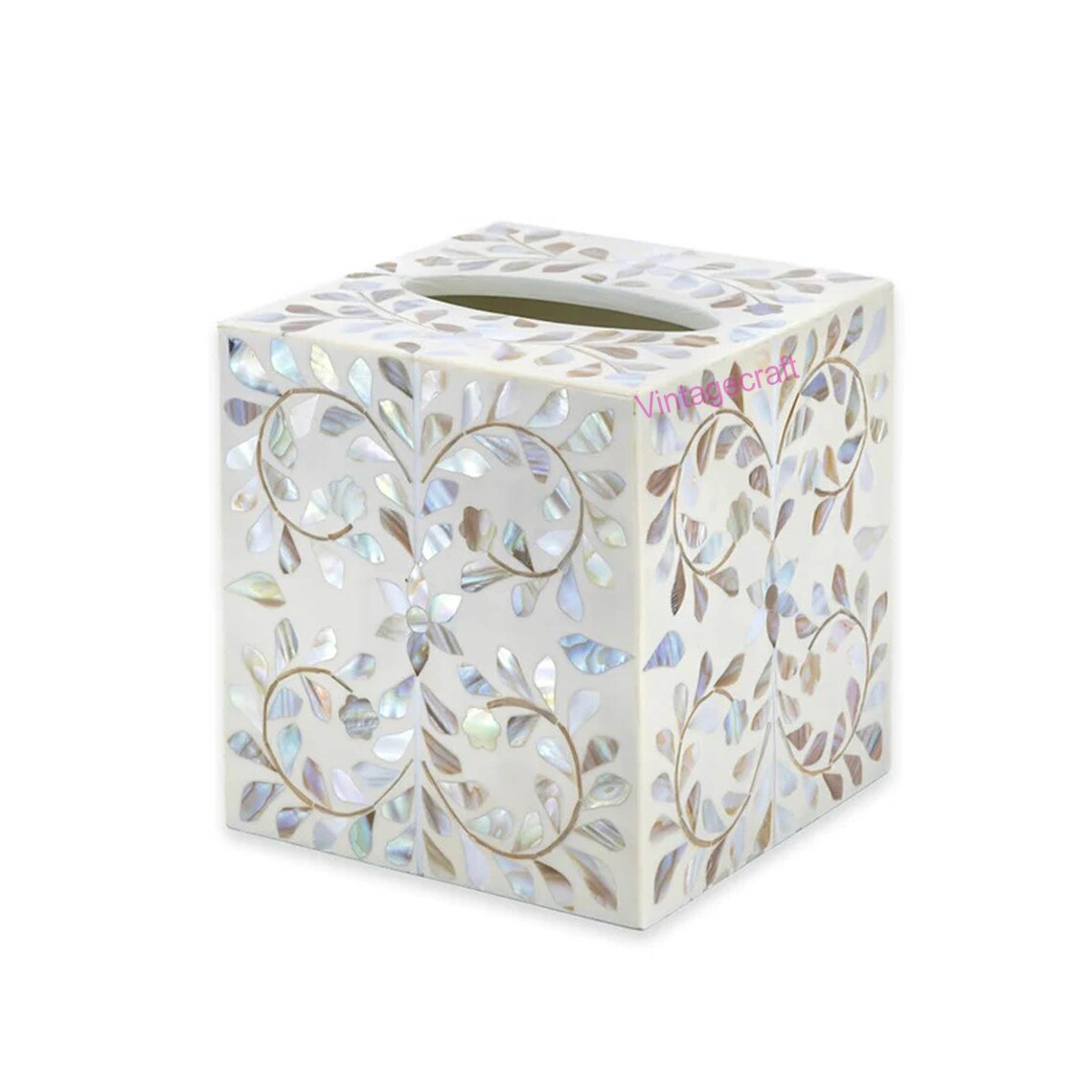 Mother of Pearl Inlay Tissue Box With Floral Design - Etsy