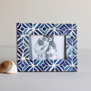 Picture Frame Blue Bone Inlay Photo Frame Vintage Floral Patten ...