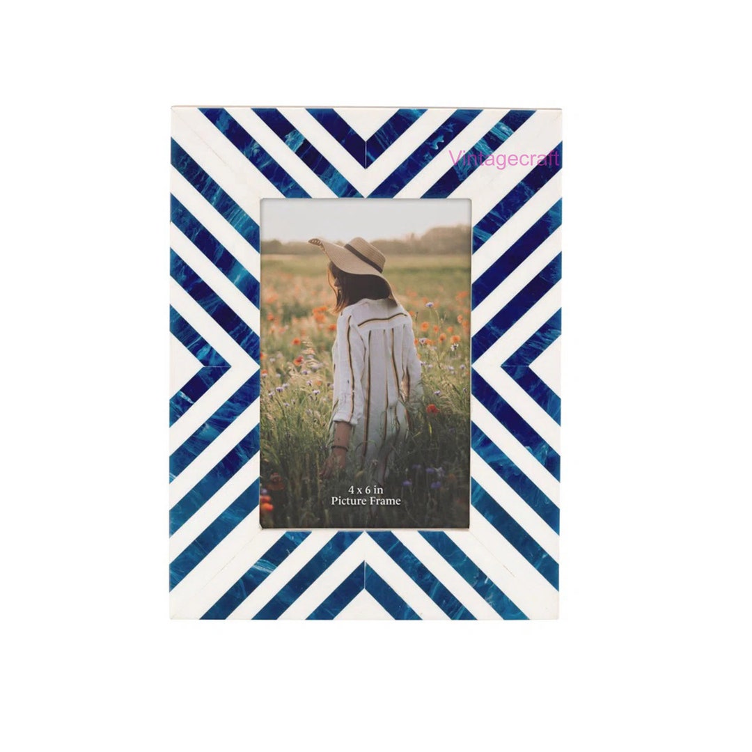 Picture Frame Blue Bone Inlay Photo Frame Vintage Floral Patten ...