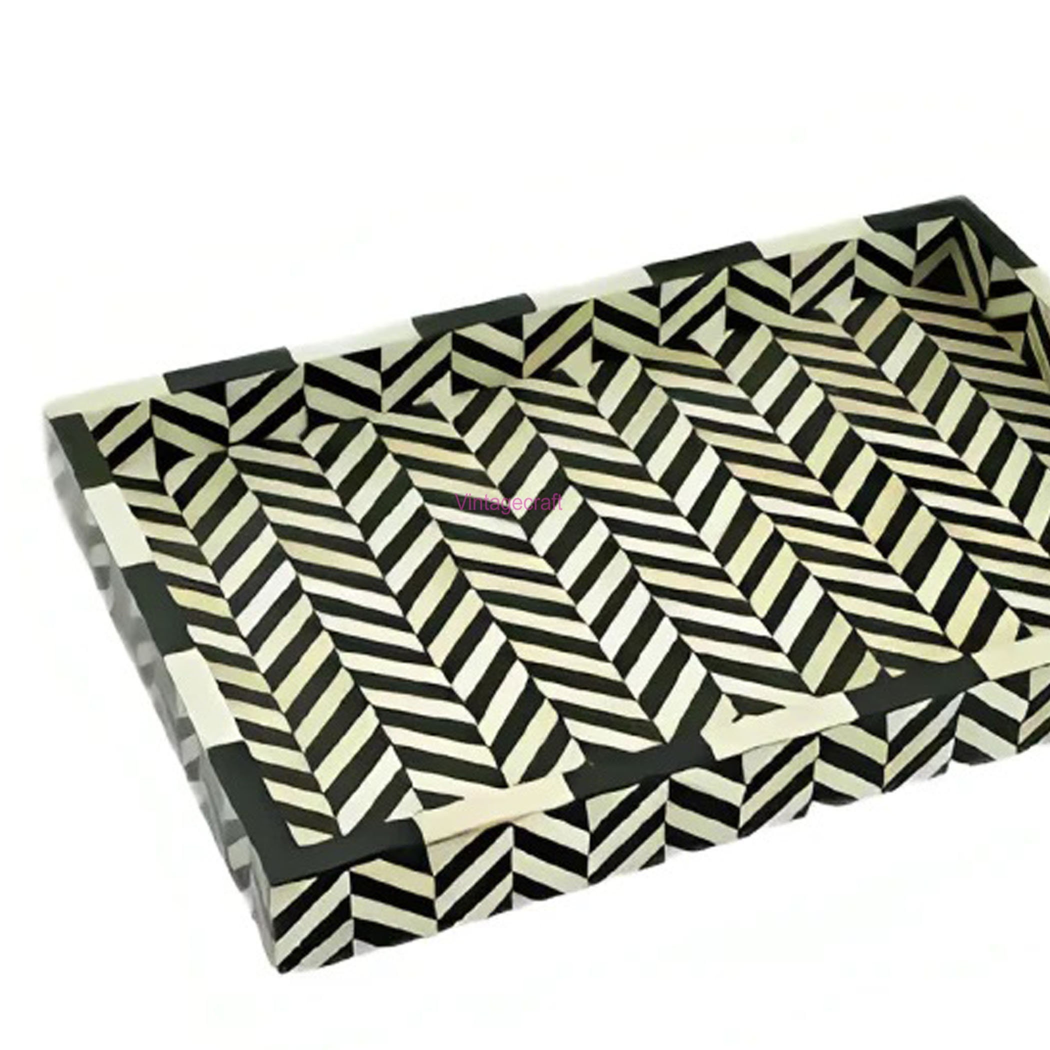 Kitchen Serving Tray With Unique Pattern and Bone Inlay for Home Decor ...