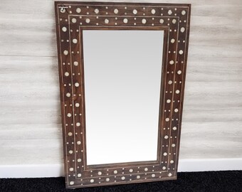 Wood Bone Inlay Mirror Frame Home Décor Wall Hanging Frame Table Top ...