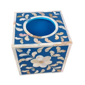 Elegant Mother of Pearl Inlay Tissue Box With Floral Design: Elevate ...