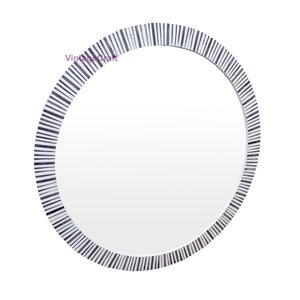 Grey Bone Inlay Round Mirror Frame Elevating Living Room and Bedroom ...