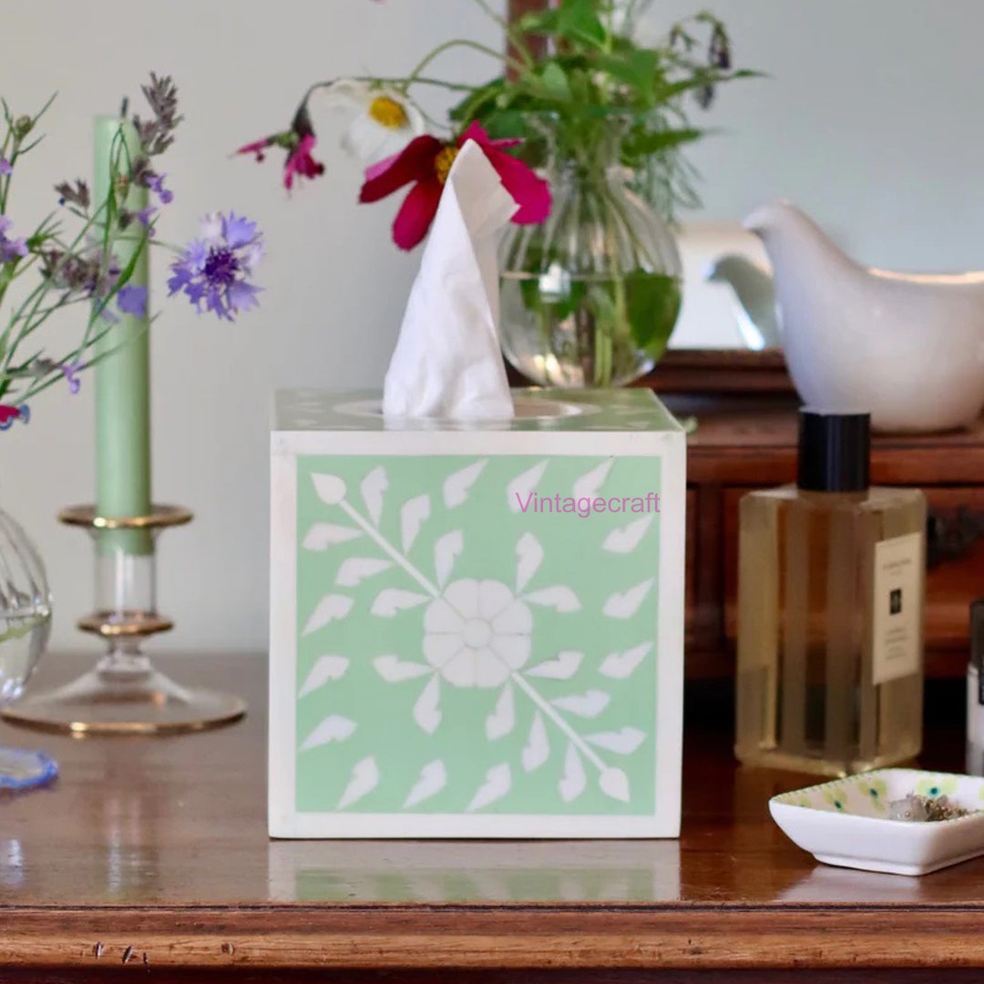 Bone Inlay Tissue Box Handmade Floral Art Decorative Gift Home - Etsy