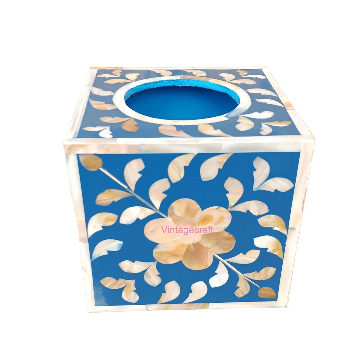 Elegant Mother of Pearl Inlay Tissue Box With Floral Design: Elevate ...