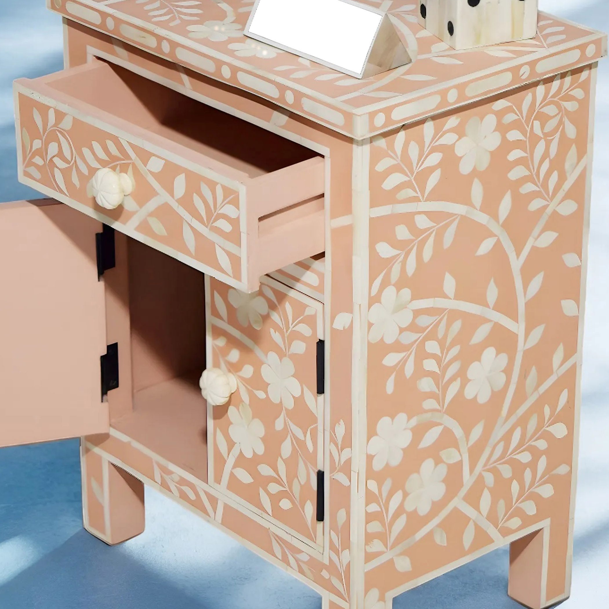 Bone Inlay Nightstands Bedside Table Drawers End Door Side Table - Etsy