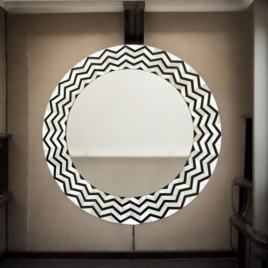 Handmade Bone Inlay Round Mirror Frame Handmade Unique Pattern Mirror ...