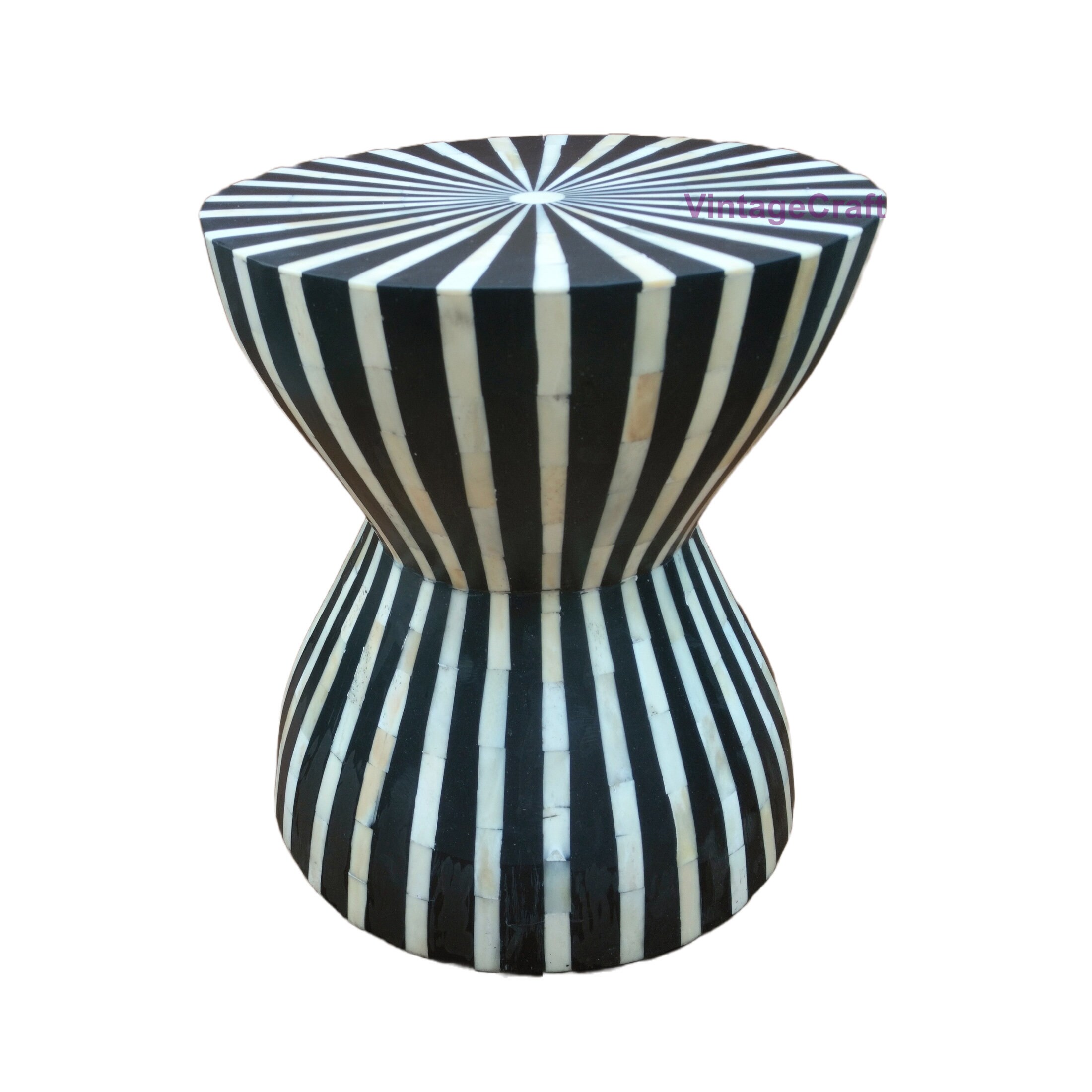 Bone Inlay Damru Shape Stool Sofa Side Table Home Decor Handcrafted - Etsy