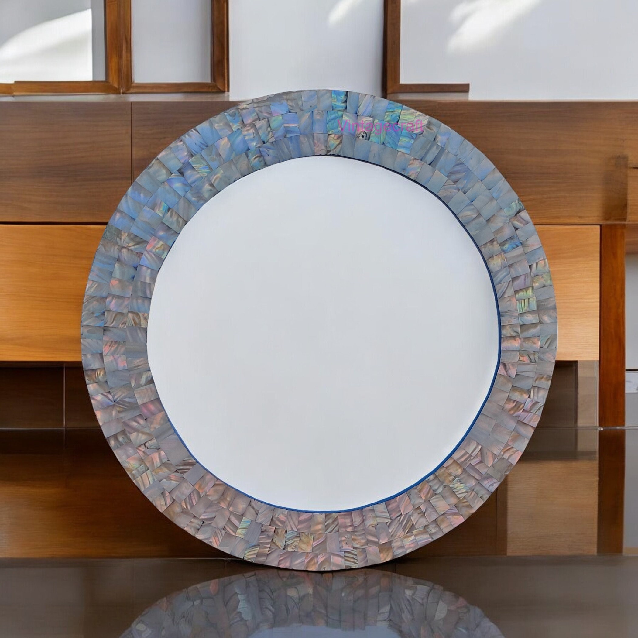 Mother of Pearl Round Mirror Frame, Inlay Wall Decor Mirror, for ...