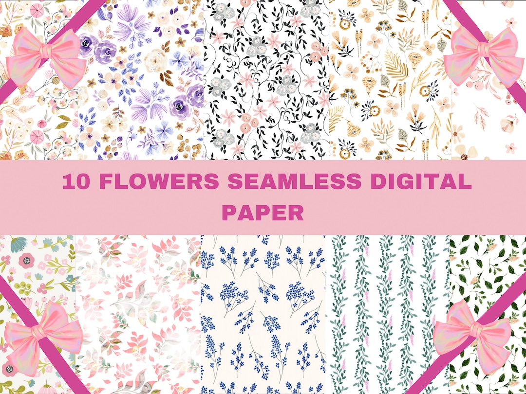 Flower Digital Paper, Seamless Floral Pattern, Scrapbooking, Cute ...