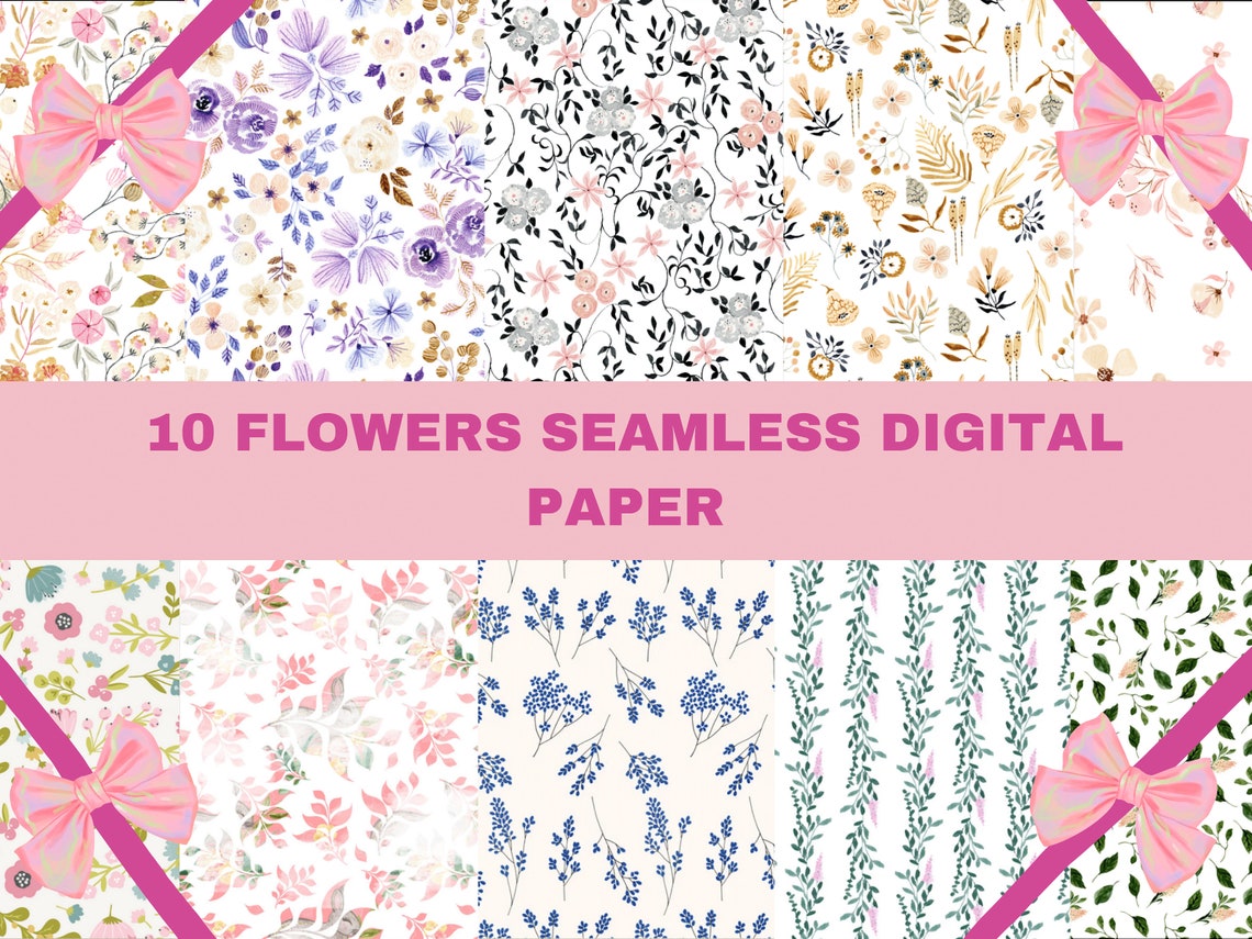 Flower Digital Paper, Seamless Floral Pattern, Scrapbooking, Cute ...
