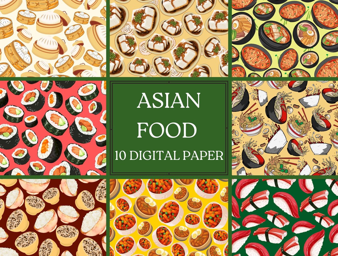 Asian Food Pattern, Sushi Pattern Printable, Ramen Pattern, Kawaii Food ...