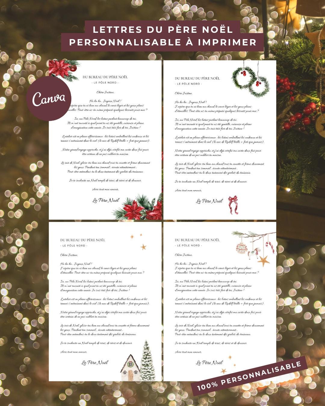 4 Customizable Santa Letters on Canva – Printable Templates – Magic ...