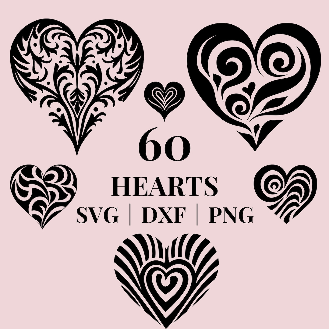60 Heart Designs: SVG DXF PNG Files for Cricut and Vinyl - Etsy