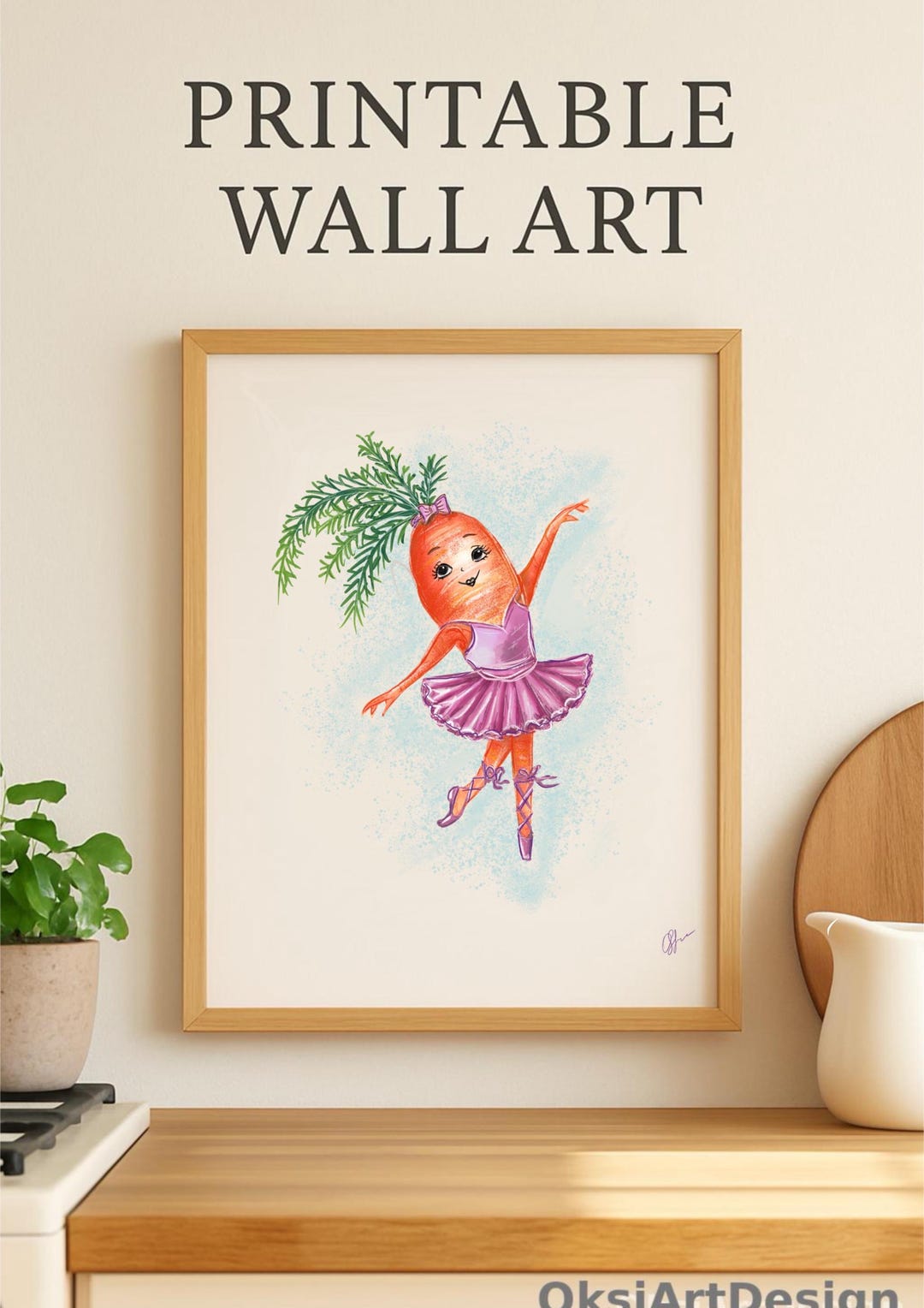 Dancing Carrot Print – Whimsical Kitchen or Nursery Wall Art (digital ...
