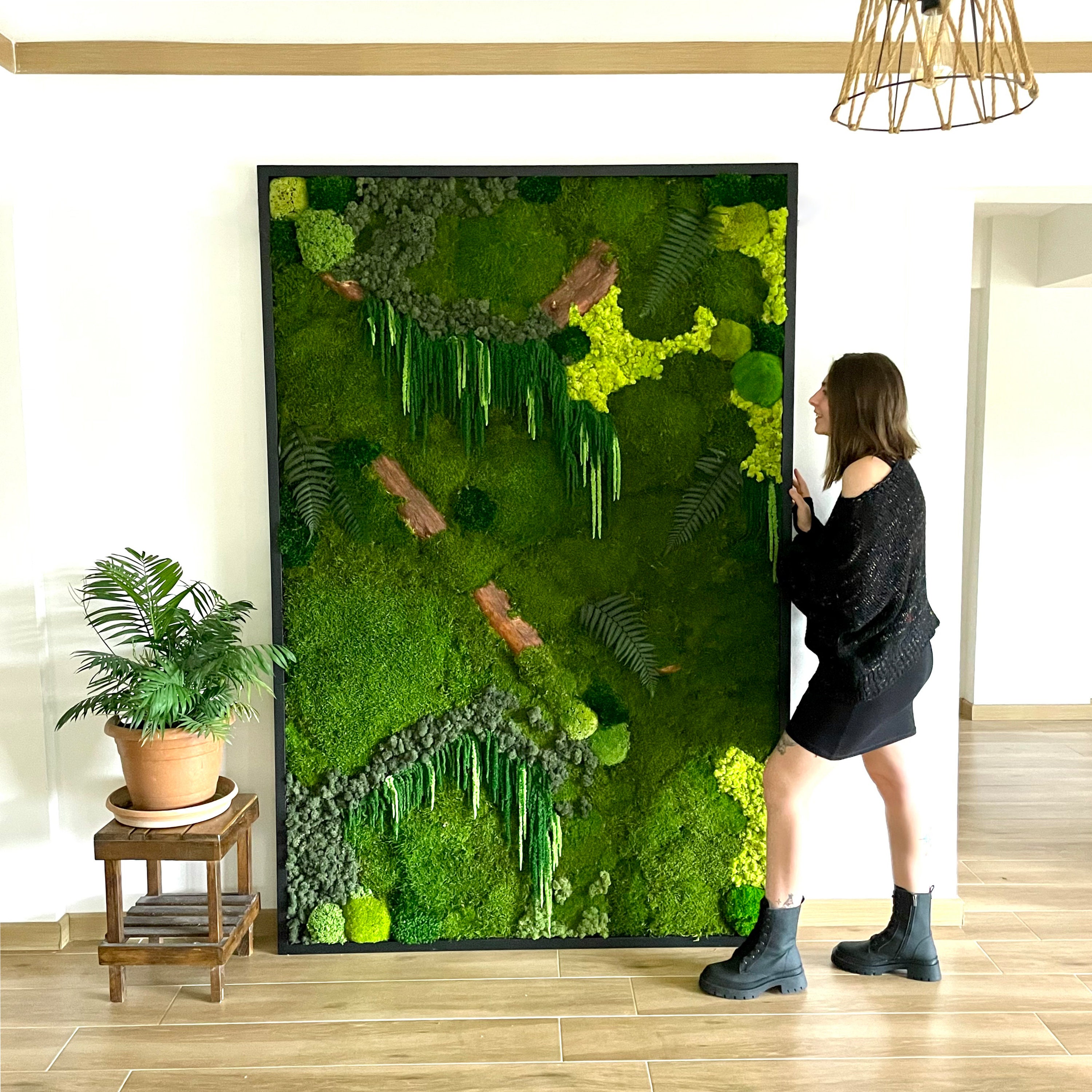 Large Moss Art, Preserved Moss Wall Art, Wooden Framed Moss Wall Panel ...