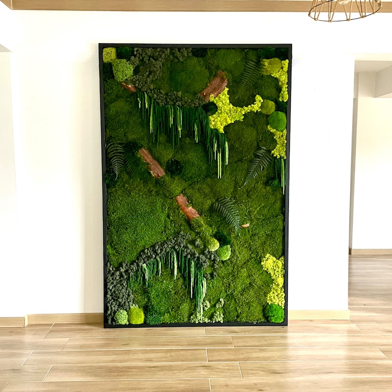 Large Moss Art, Preserved Moss Wall Art, Wooden Framed Moss Wall Panel ...