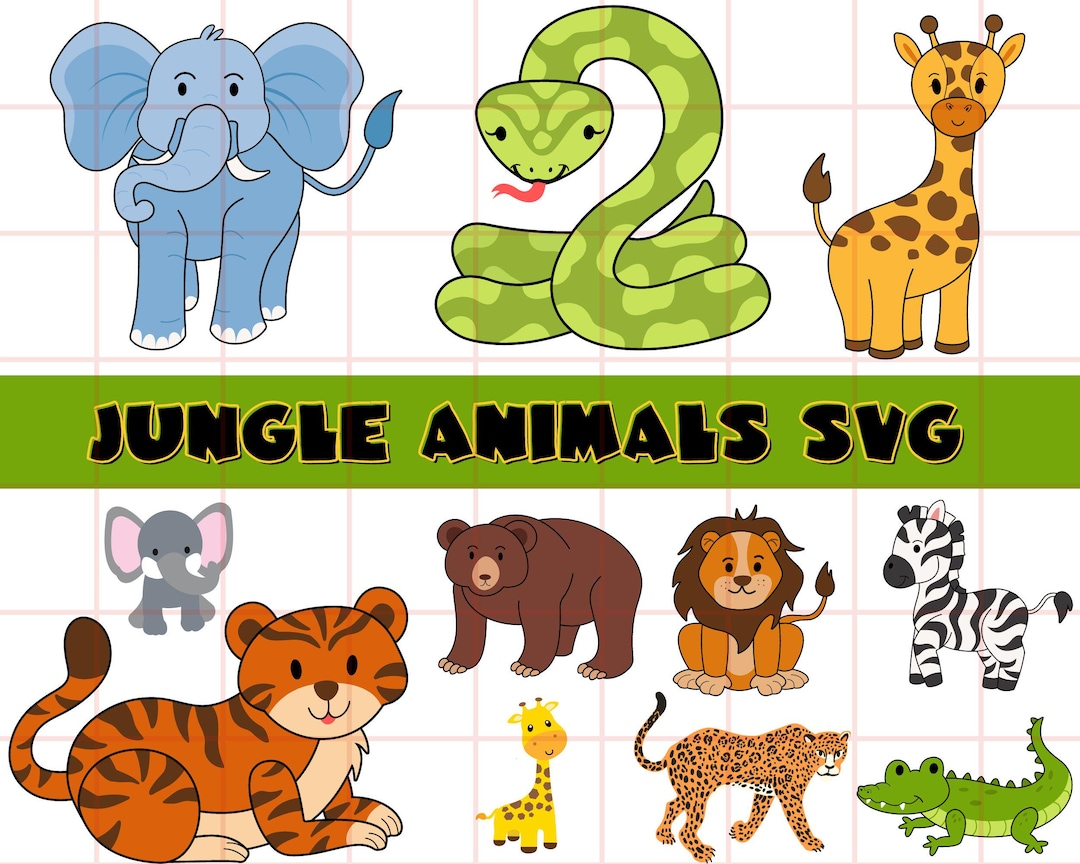 Jungle Animals SVG Set. Safari Animals SVG. Cricut Cut Files, Layered ...