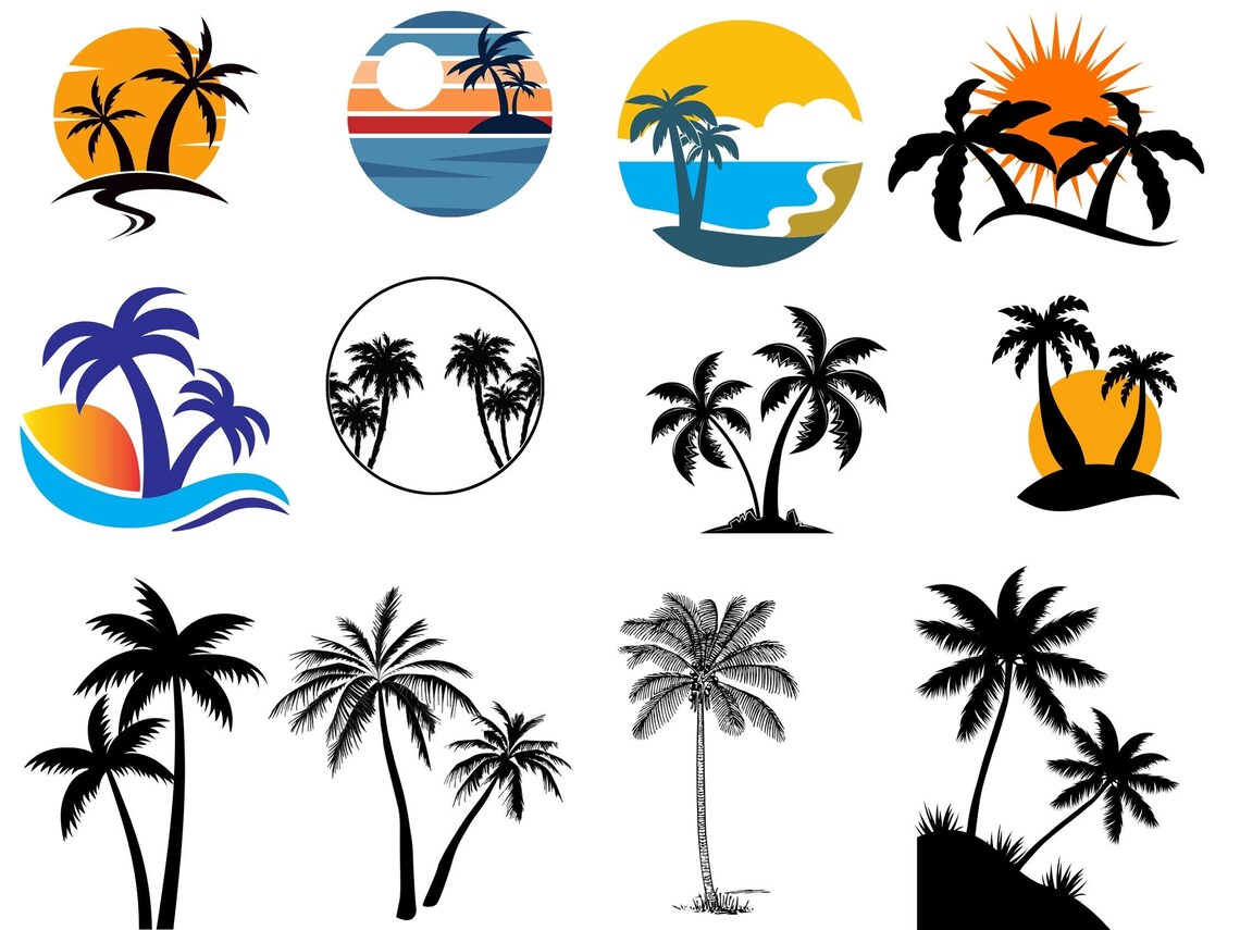 Palm Tree Svg Bundle, Palm Tree Svg, Tree Svg, Palm Tree Clipart, Palm Tree Silhouette, Palm ...