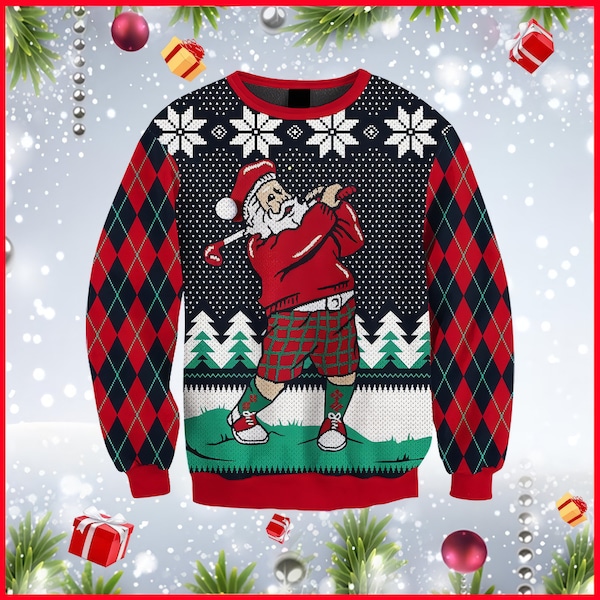 Golf Christmas Ugly Sweater - Etsy