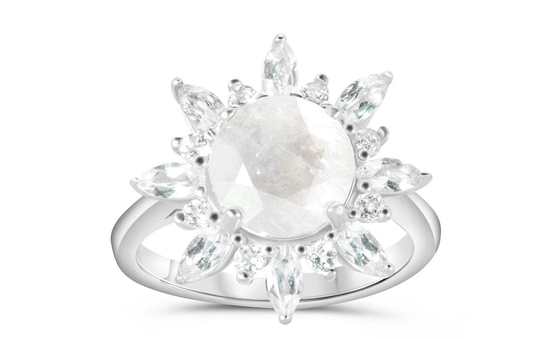 Rapunzel Rainbow Moonstone Ring Sterling Silver Jewelry Gift - Etsy
