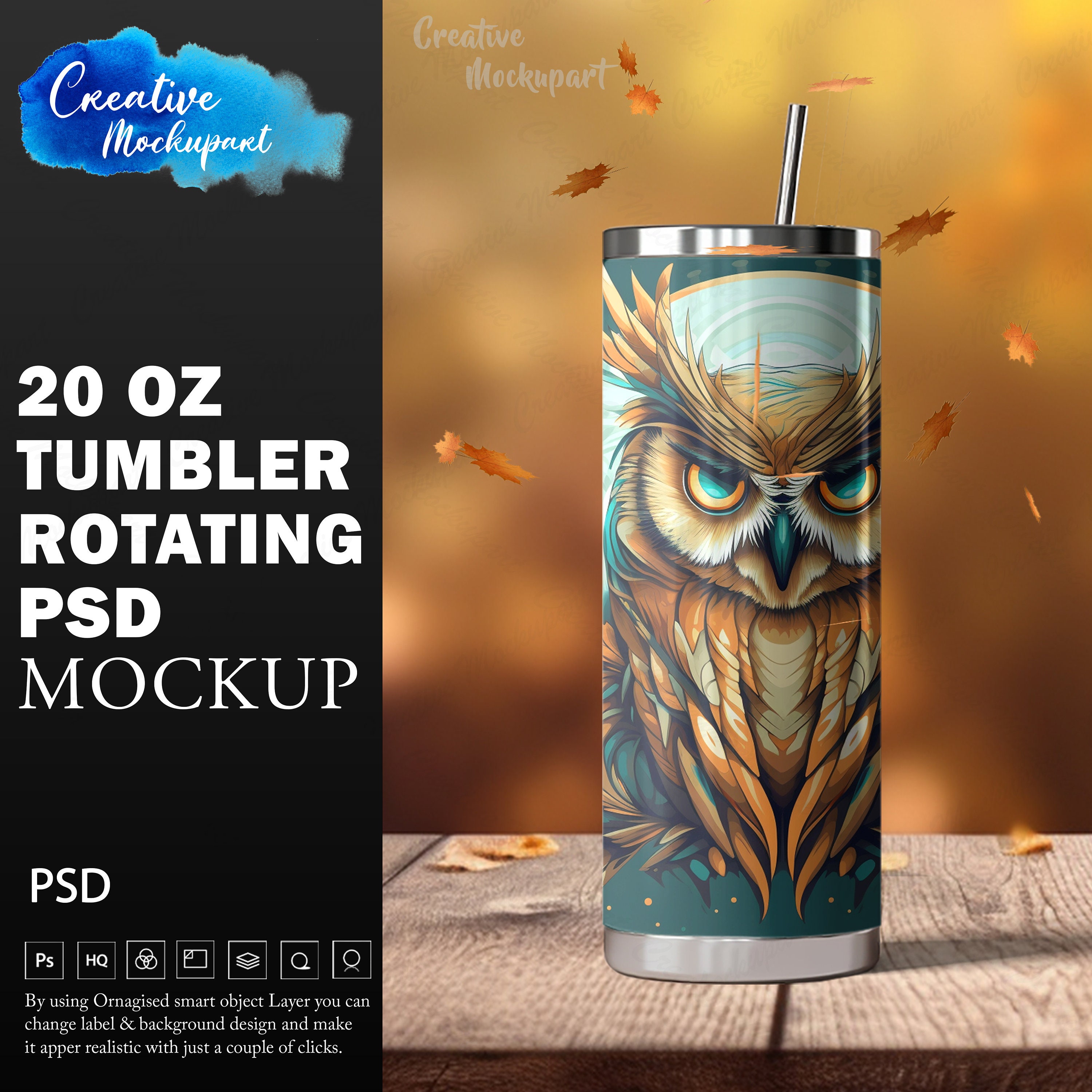 20oz Rotating Tumbler Mockup 5 Pre-made Background Included - Etsy
