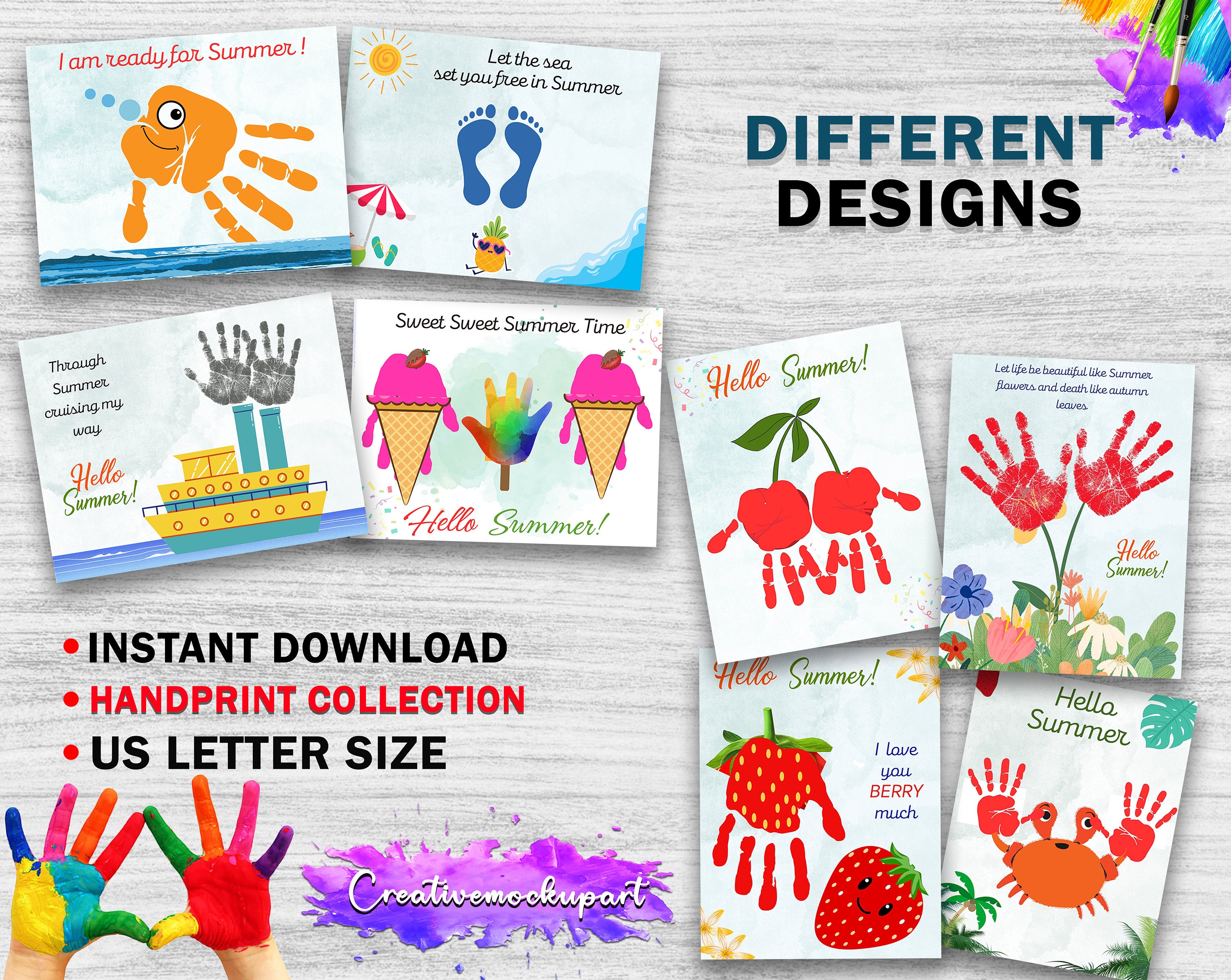 Summer Handprint Craft Bundle | Printable Summer Classroom Kids ...