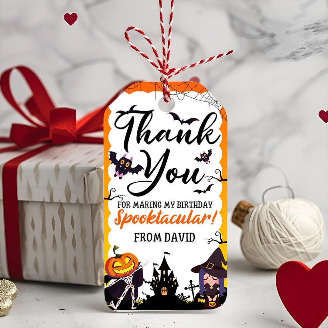 Editable Halloween Favor Tags, Spooktacular Birthday Favor Tag ...