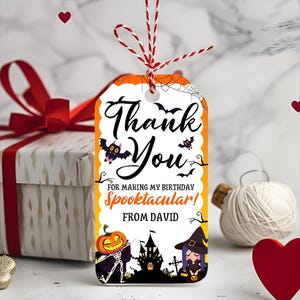 Editable Halloween Favor Tags, Spooktacular Birthday Favor Tag ...