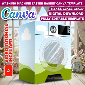 Editable Washing Machine Gift Box Canva Template, Foam Board Easter ...