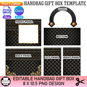 Designer Handbag Gift Box Template, DIY Purse Design Bundle, Luxury ...