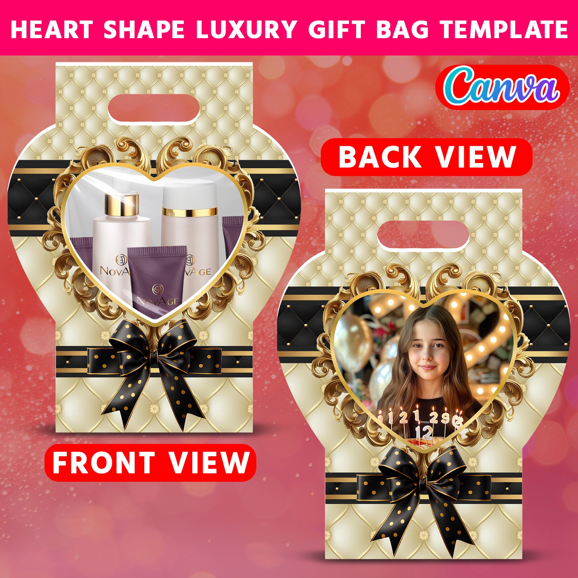 Heart Shape Handbag Gift Box Template, Designer Handbag Gift Box ...