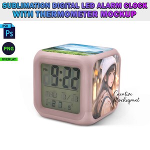 Dye Sublimation Digital LED Alarm Clock With Thermometer Mockup, Insert ...