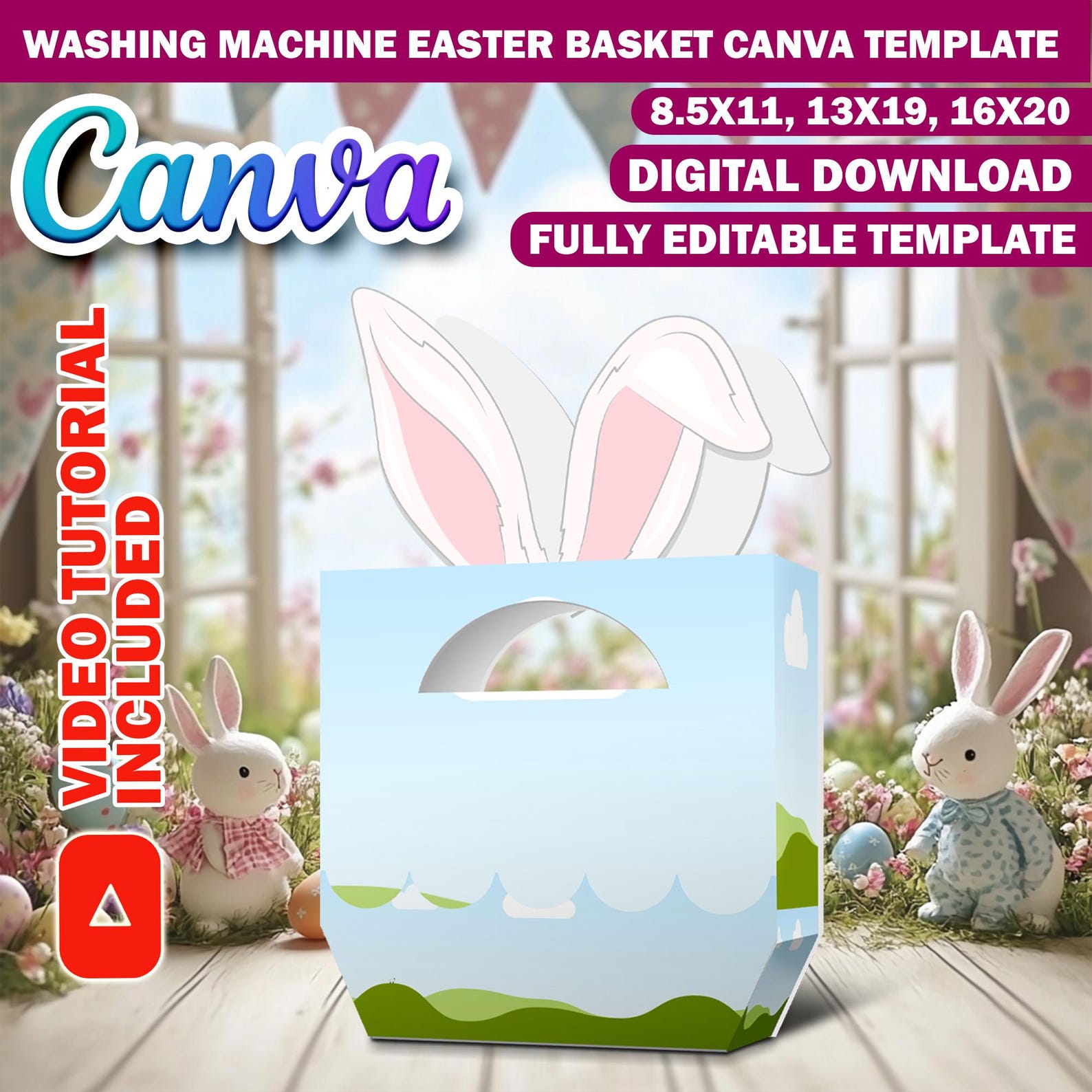 Easter Gift Box Canva Template, Foam Board Easter Basket Gift Box ...