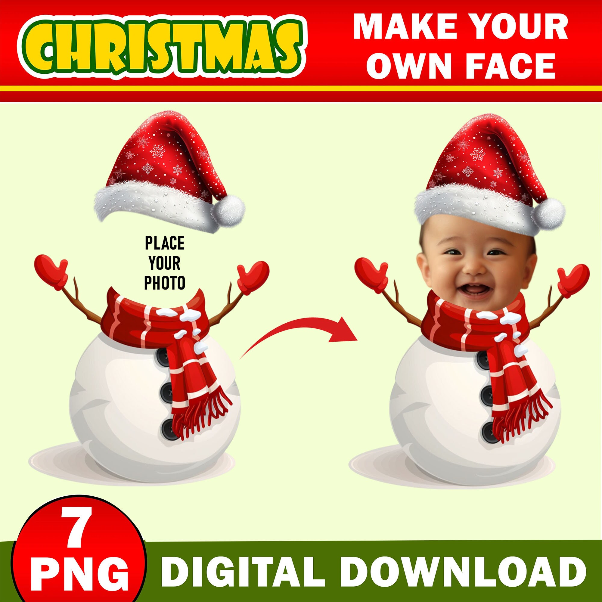 Christmas Snowman Add Your Own Photo Picture PNG Bundle, Cute Snowman ...
