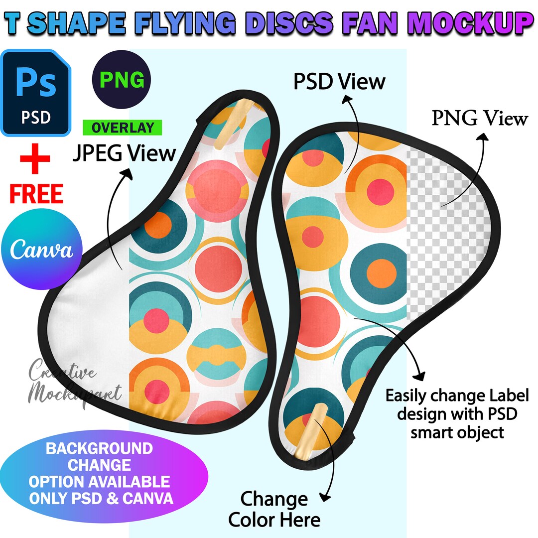 Dye Sublimation T Shape Flying Discs Fan Mockup, Insert Your Own Design ...