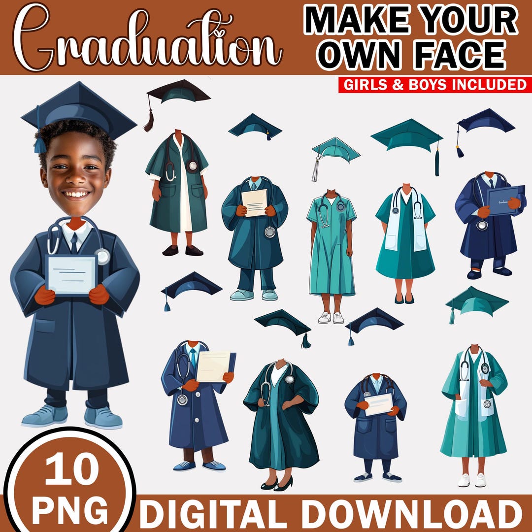 Afro American DIY Nursing Graduate Yourself PNG, Graduation Add Your ...