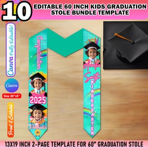 10 Pre-k & Kindergarten Kids Graduation Stole Design Bundle, Kids Sash ...