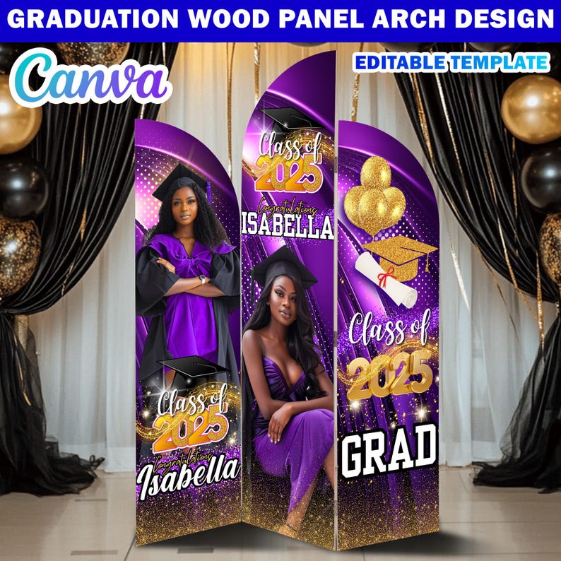 Graduation Wooden Arch Panel Design Canva Backdrop Template Bundle ...