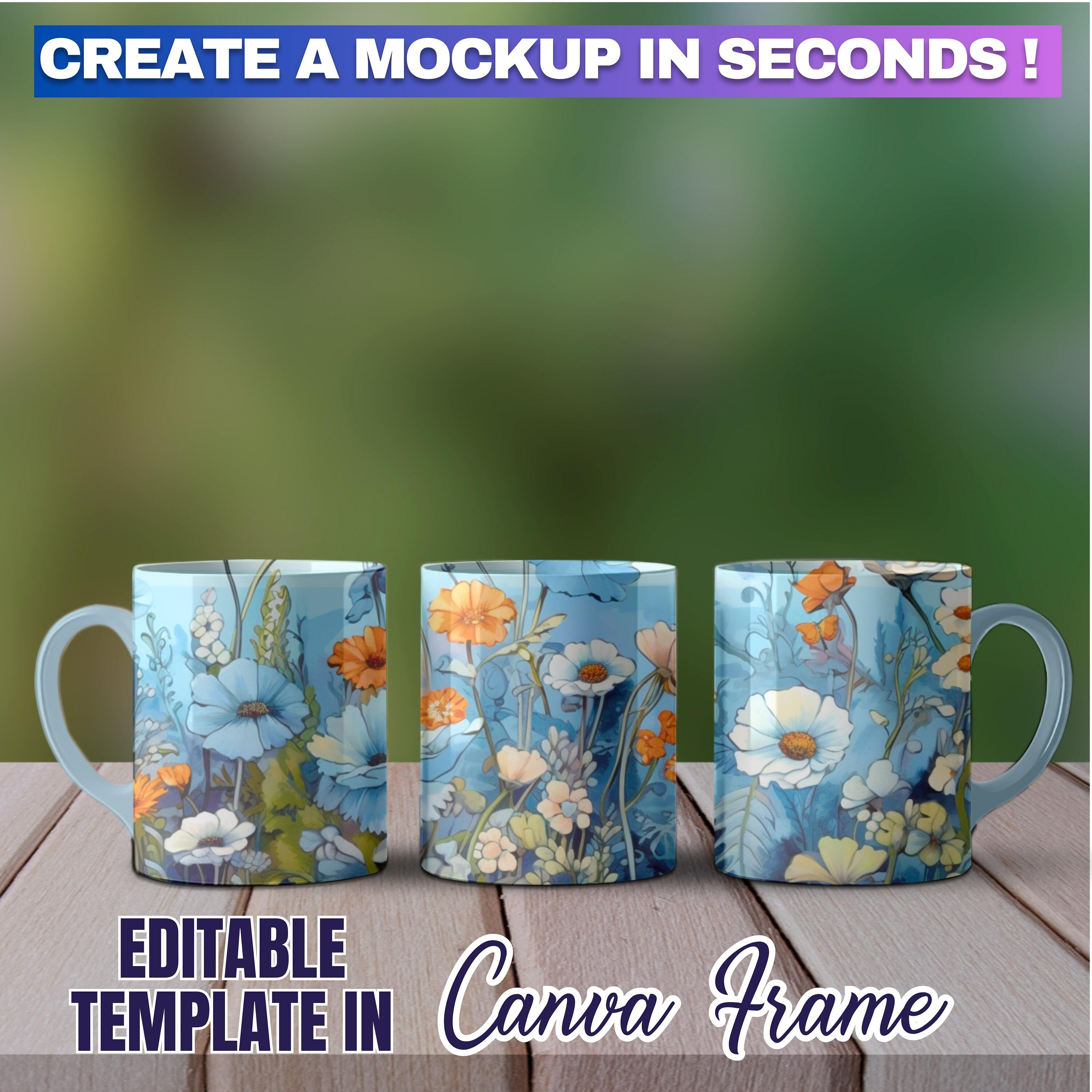 Canva Frame 11oz Mug Full Wrap Mockup | 11oz Coffee Mug Mockup | 3 Mug ...