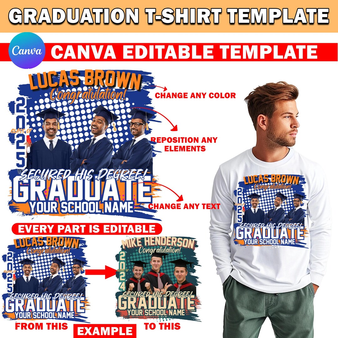 Graduation T Shirt Design, PNG Download and Editable in Canva, 2024 ...