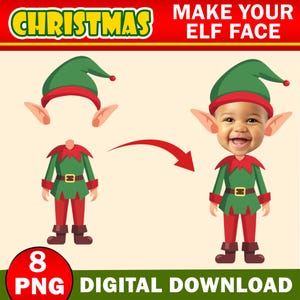Christmas Add Your Own Photo Face, DIY Elf Yourself PNG Bundle, Elf ...