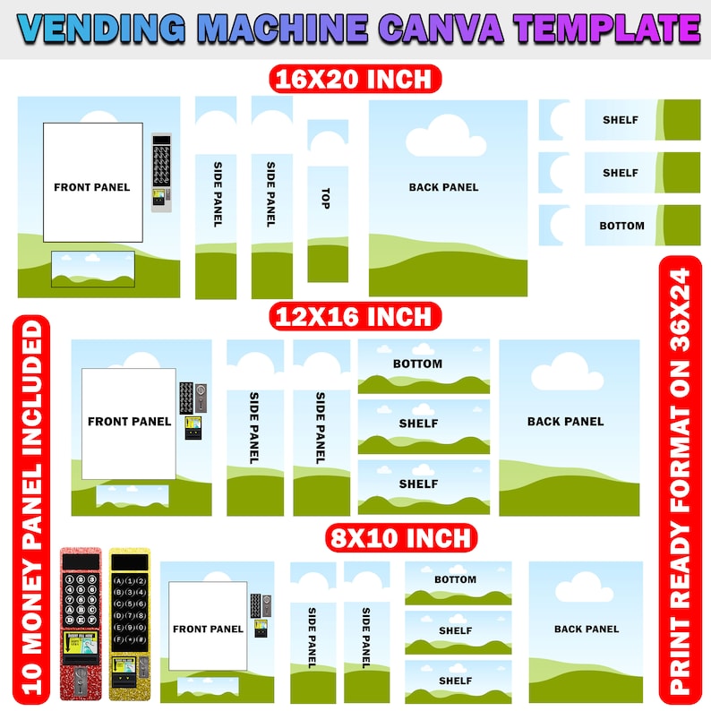 Canva Vending Machine Template | 8X10, 12x16 & 16x20 | Blank Template ...