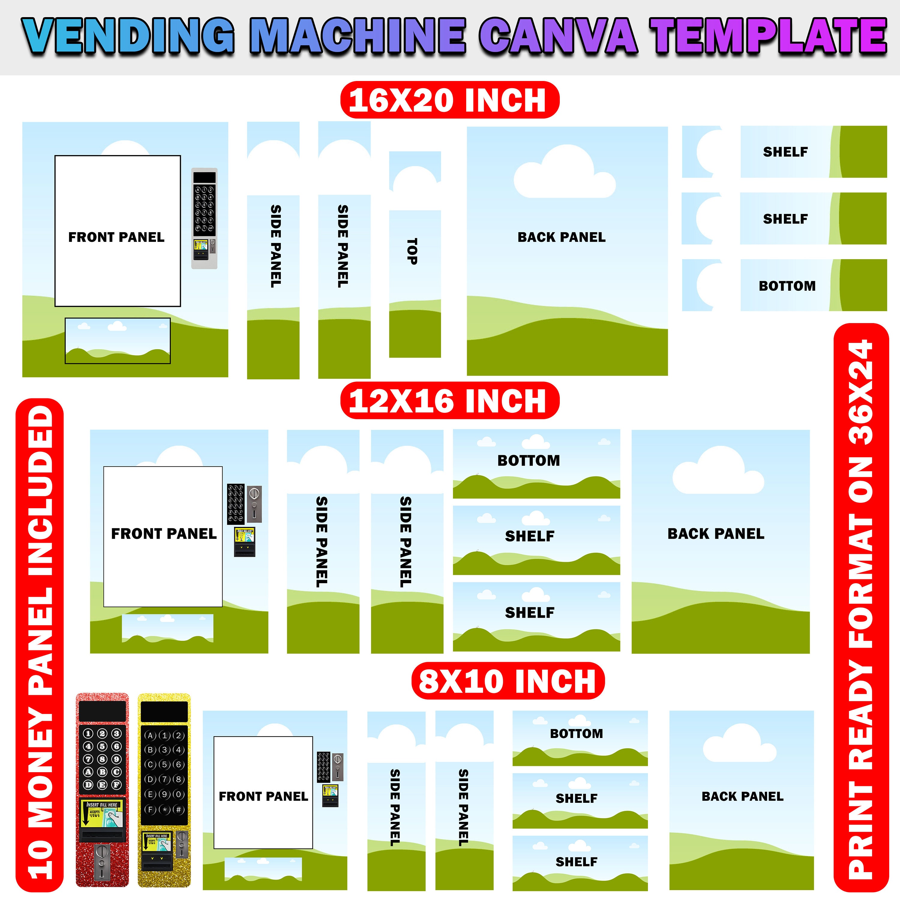 Canva Vending Machine Template | 8X10, 12x16 & 16x20 | Blank Template ...