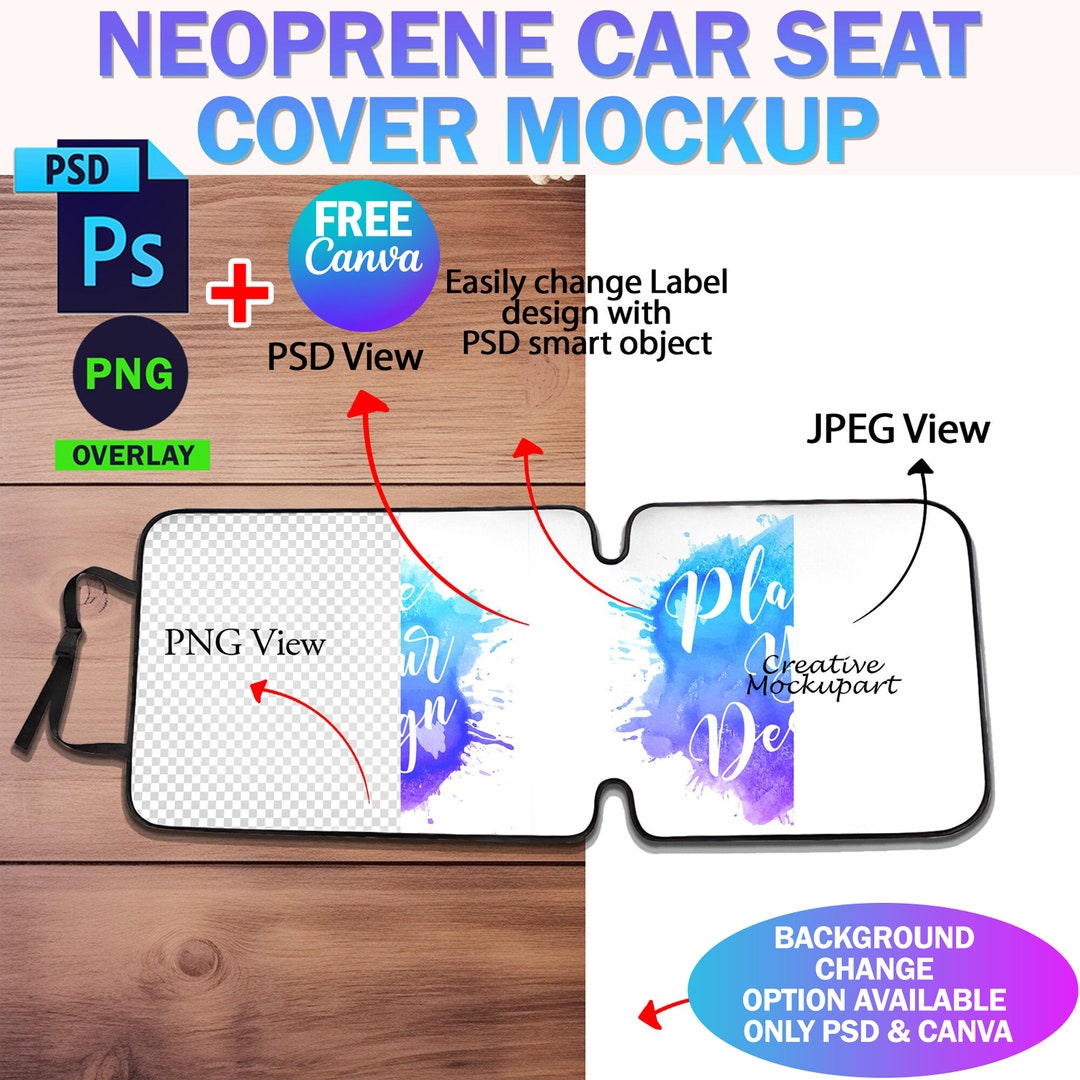 Dye Sublimation Neoprene Car Seat Cover Mockup, Insert Design ...