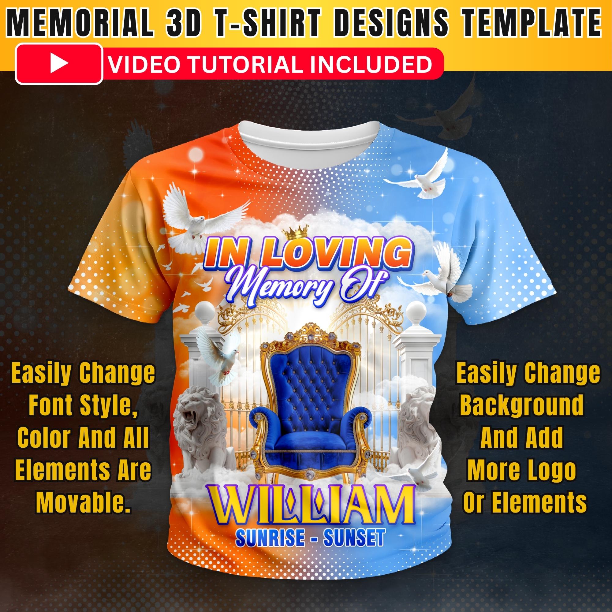 In Loving Memory 3D All Over T-shirt Design, Memorial Orange, Blue T ...