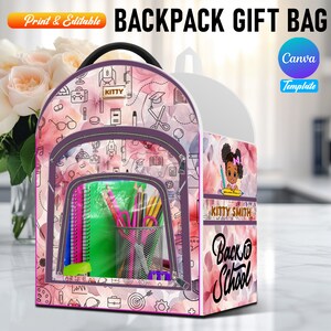 Backpack Gift Box Design, Back to School Gift Book Bag Gift Box Canva ...