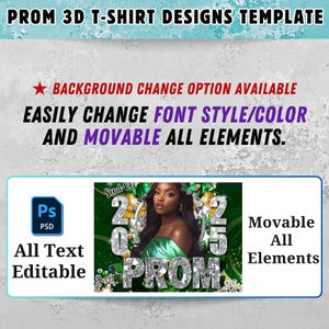 6x PSD Viral Prom 3D Shirt Design Bundle, Prom T-shirt Design Templates ...