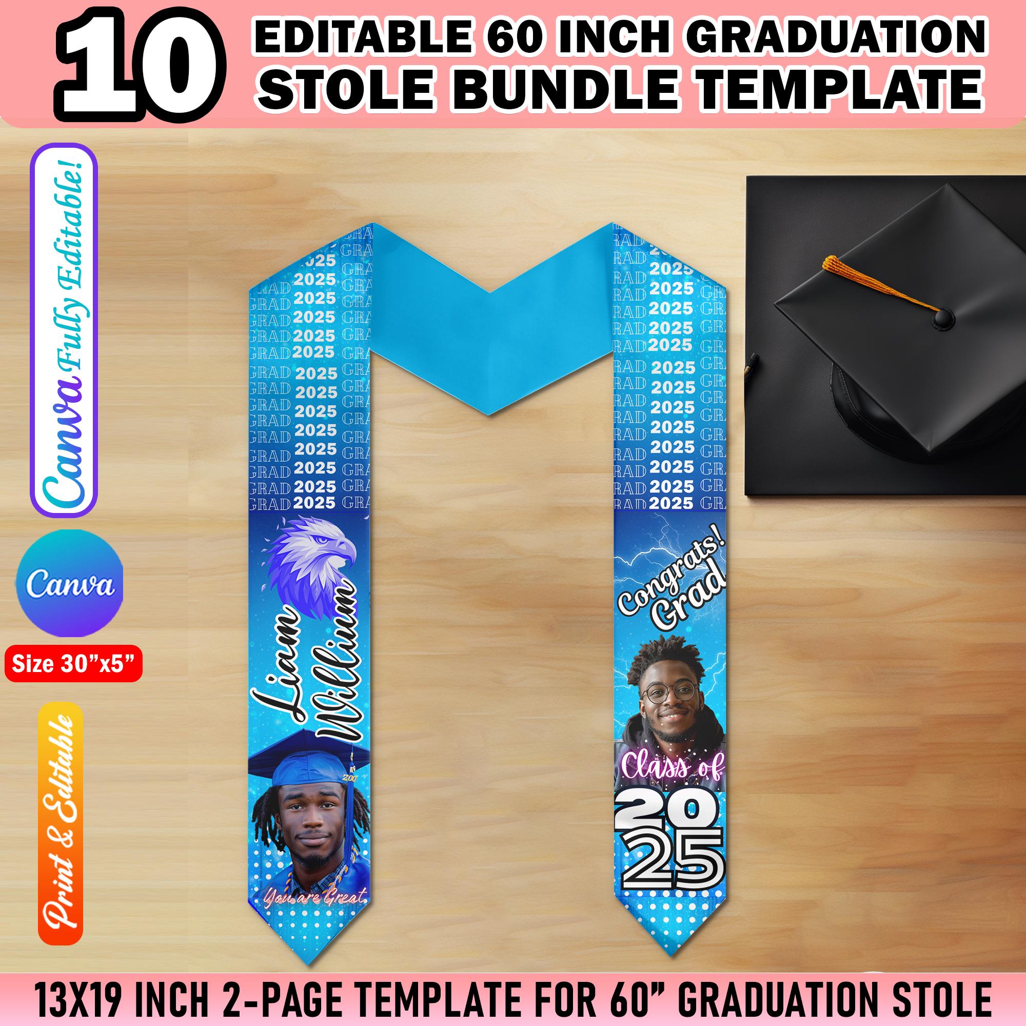 10 Graduation Stole Template Design Bundle for Graduation Sash ...