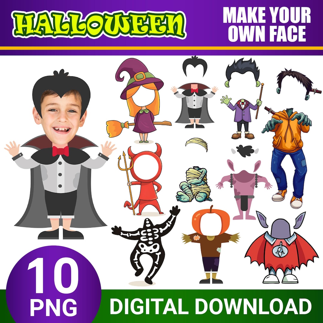10x Halloween Add Your Own Photo Picture PNG Bundle, Vampire, Witch ...
